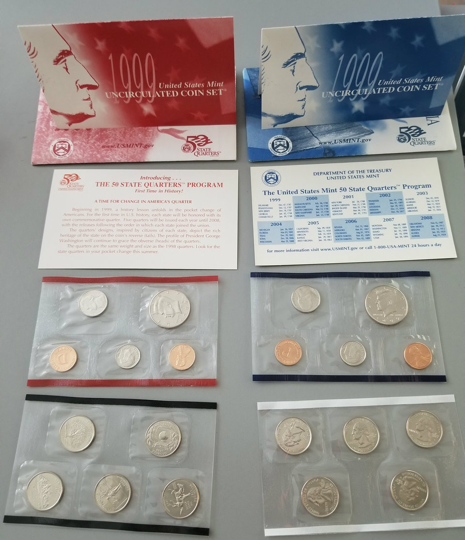 1999 United States MINT DENVER & PHILADELPHIA Uncirculated Coin Sets ...