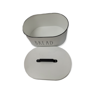Rae Dunn Farmhouse White Black Metal Bread Box - Annie Rooster's Sally ...