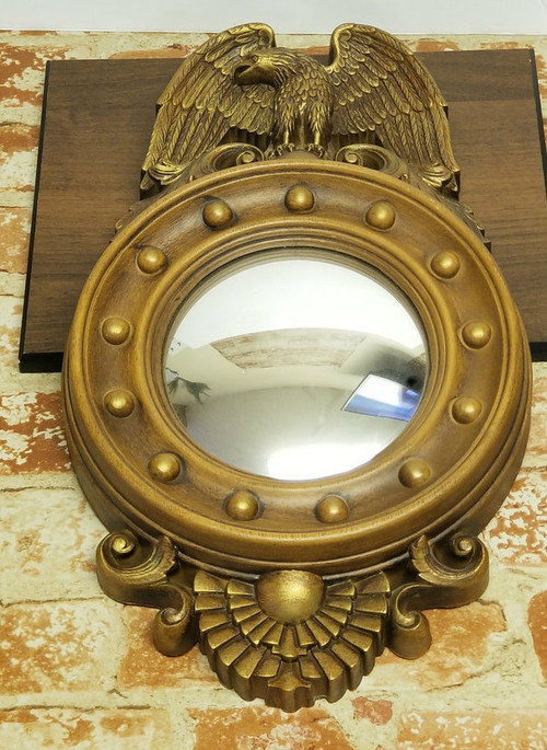 Vintage Burlwood Federal Bullseye Eagle Convex Mirror - 13 Colonies of ...