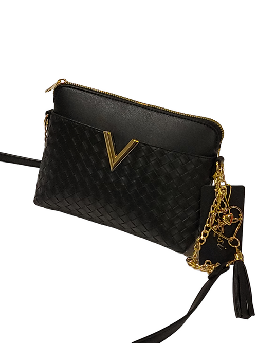 Crossi New York V Black Crossbody Purse