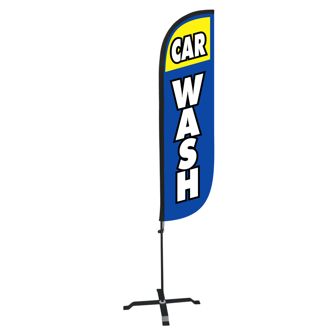 Car Wash 5ft Feather Flag Blue & Yellow | Pre-Lettered Flags