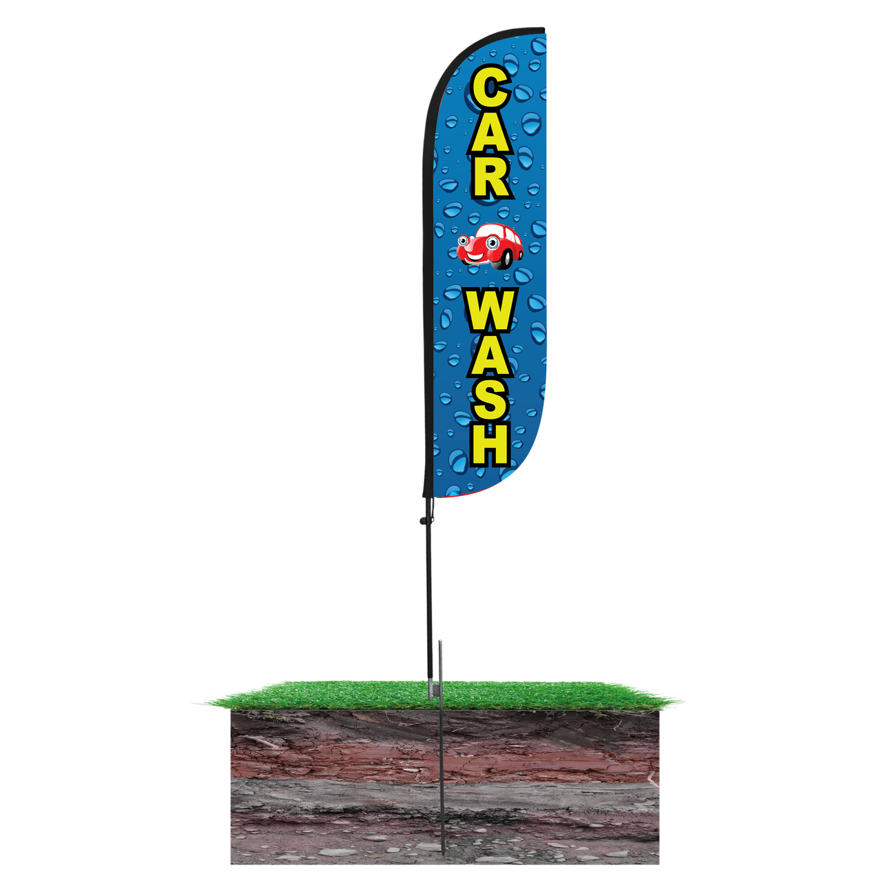 Car Wash 5ft Feather Flag Bubbles | Pre-Lettered Flags