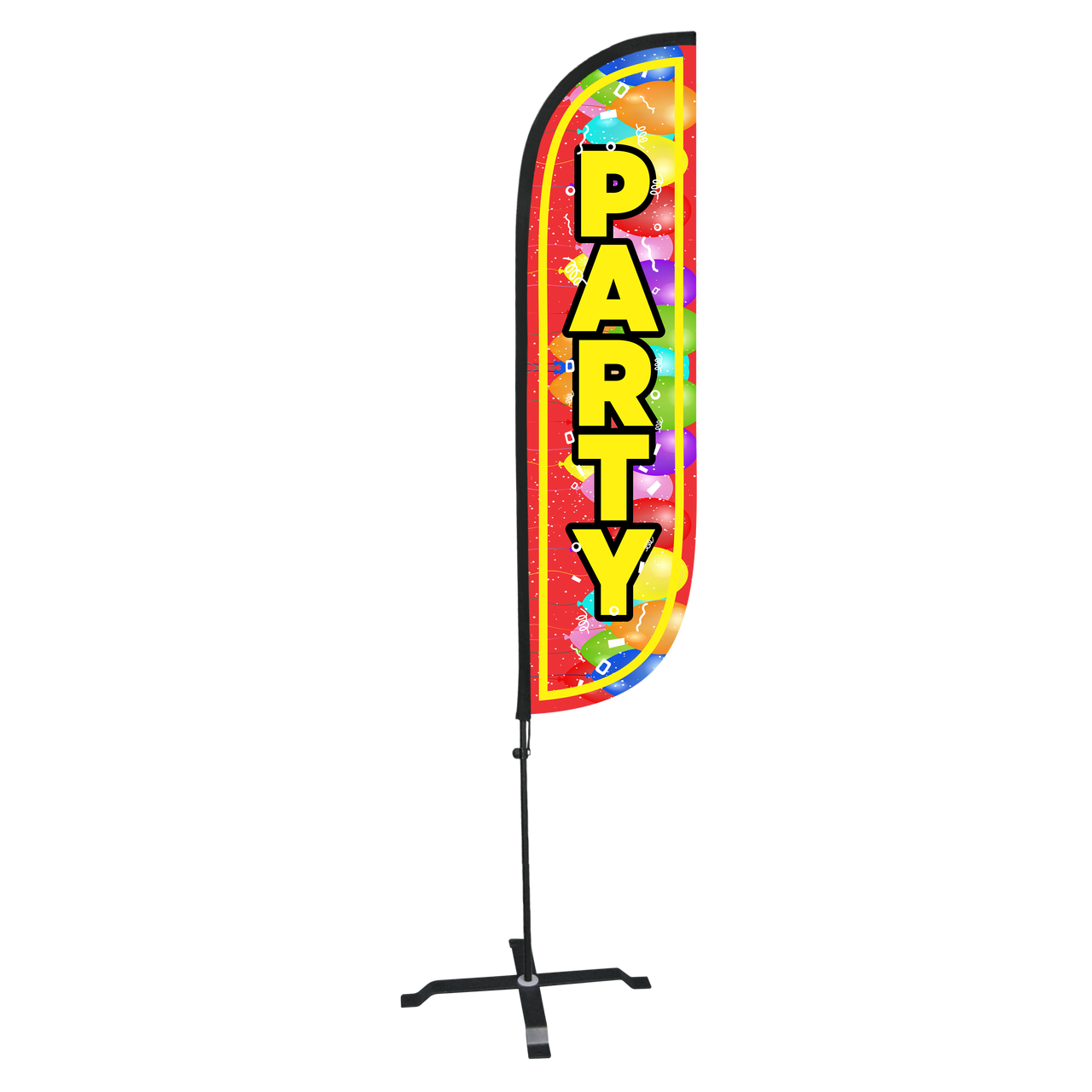 Party Feather Flag 5ft with Balloons Pre-made Feather Flag