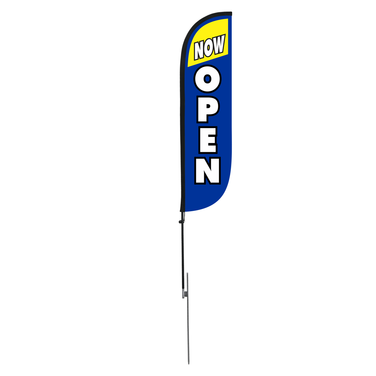 Now Open Feather Flag 5ft Blue & Yellow Pre-made