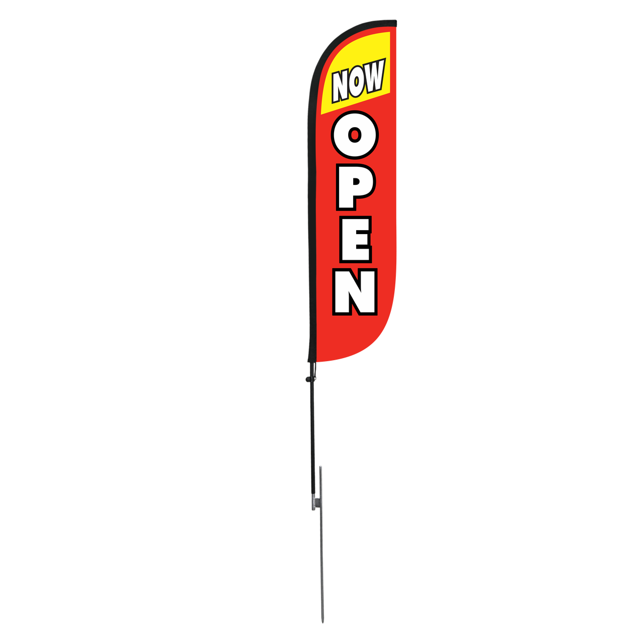 Now Open Feather Flag 5ft Red & Yellow Pre-made