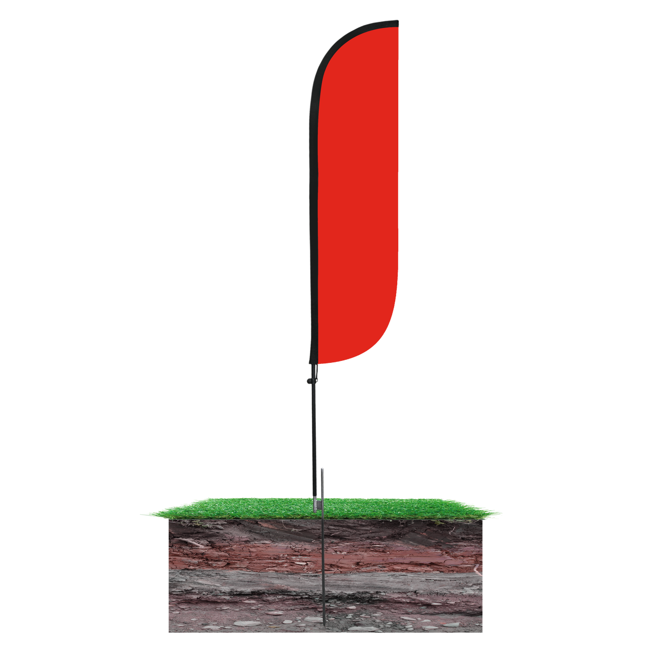 Red Feather Flag 5ft Bright Solid Colored Feather Flags
