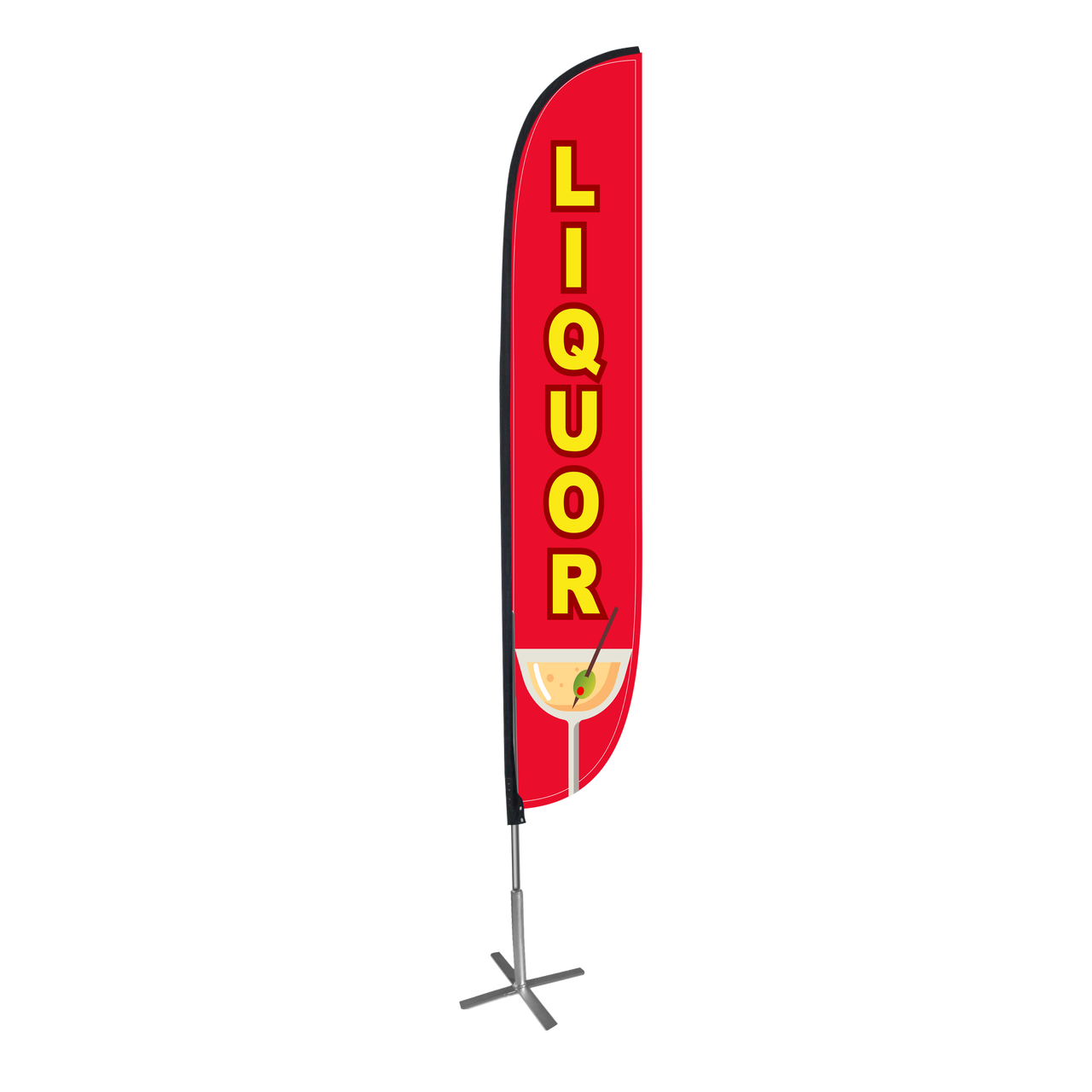 Liquor 12ft Feather Flag Red in Stock Ready to Ship