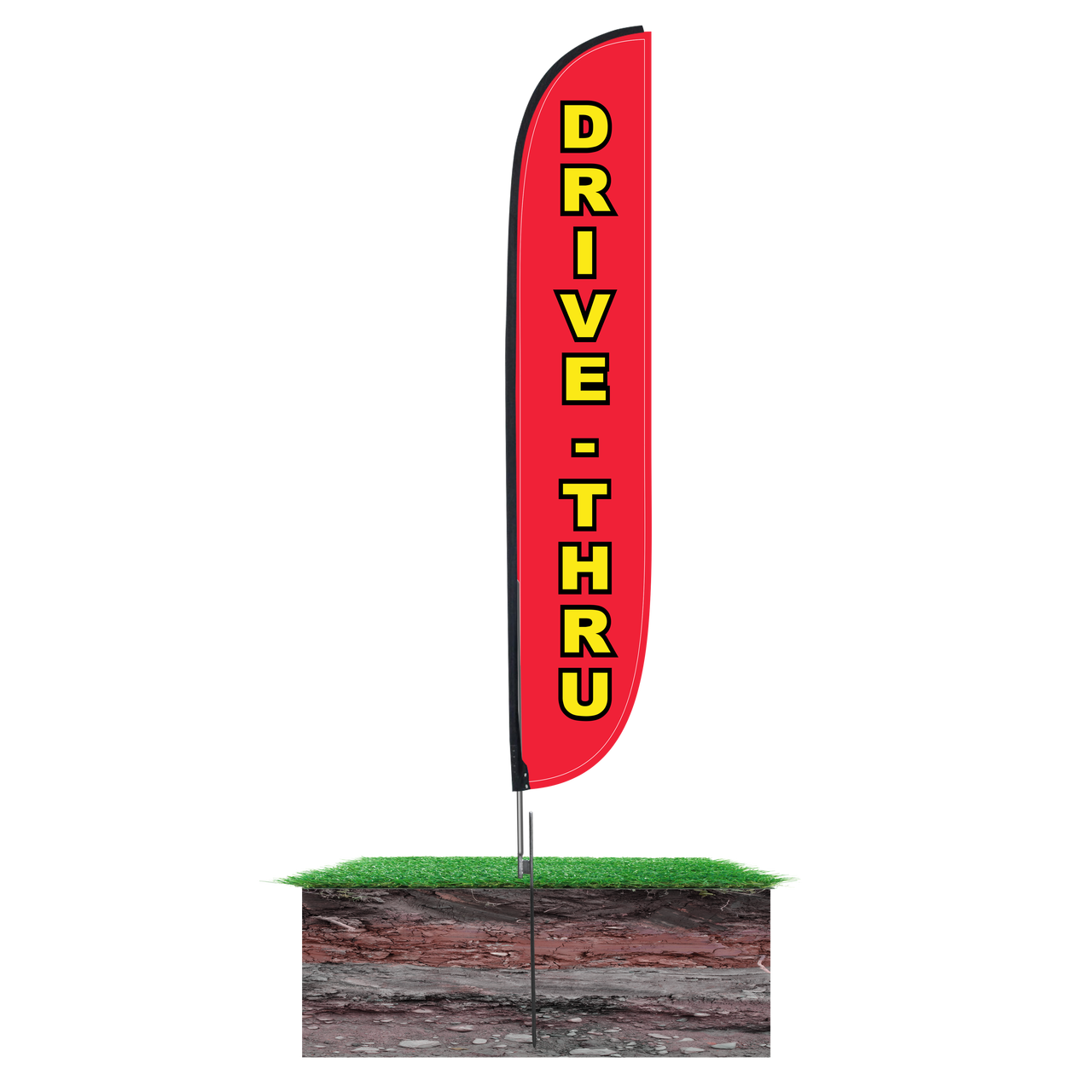 Drive-Thru 12ft Feather Flag Red in Stock Ready to Ship
