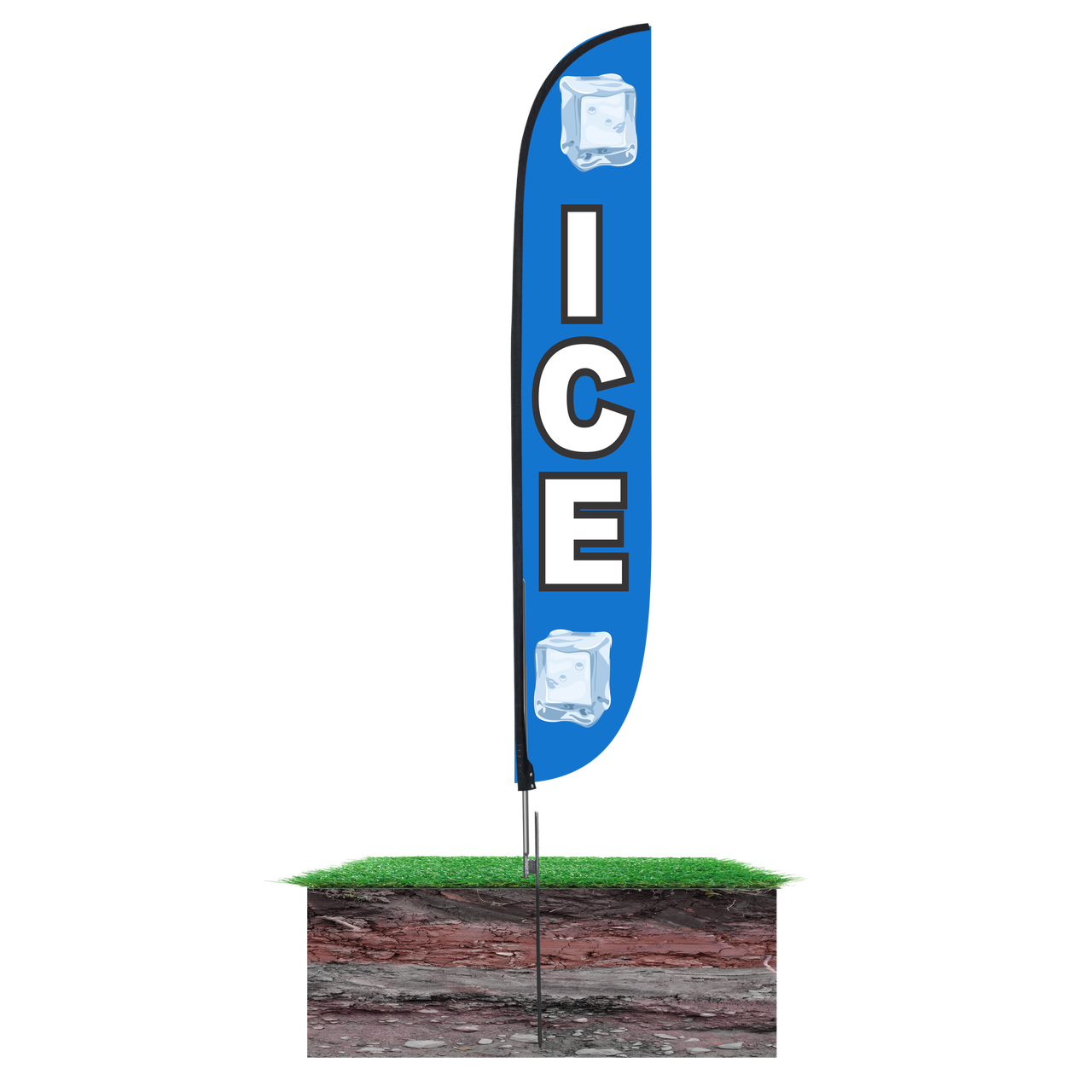 Ice 12ft Feather Flag Blue in Stock Ready to Ship