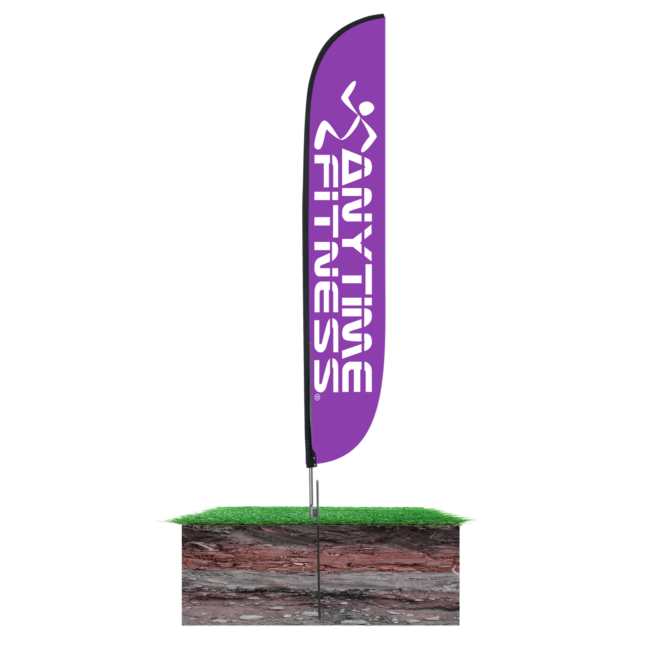 Anytime Fitness 12ft Feather Flag Purple in Stock