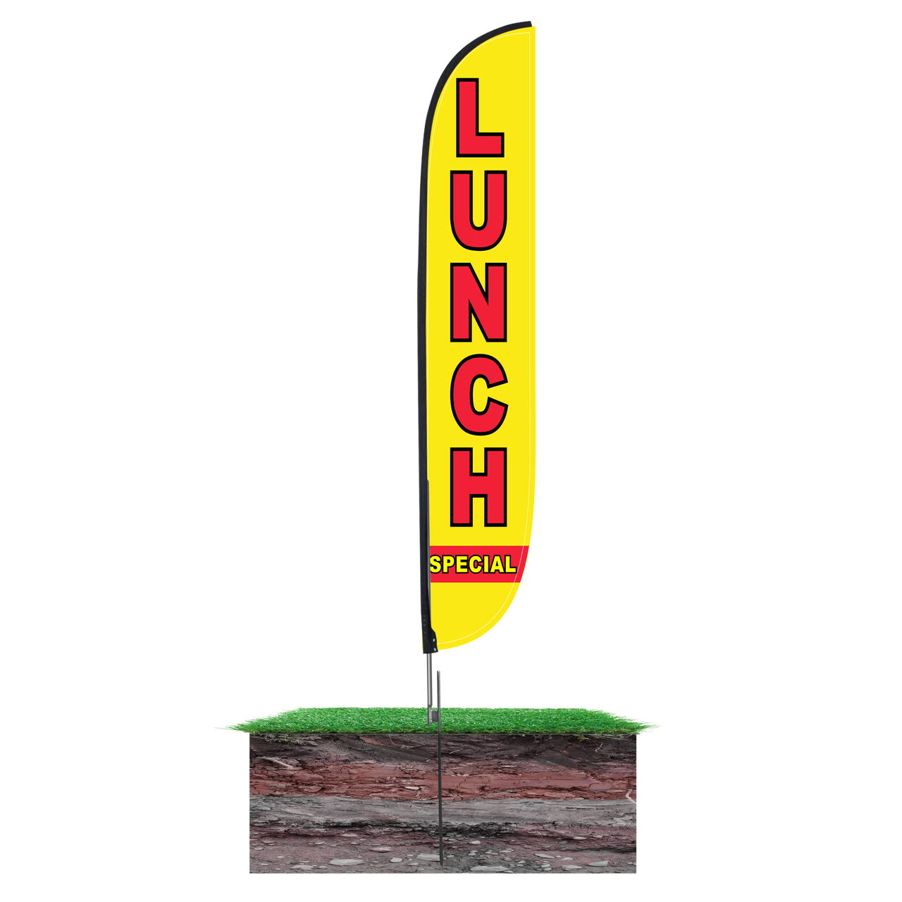 Lunch Special 12ft Feather Flag Yellow Ready to Ship