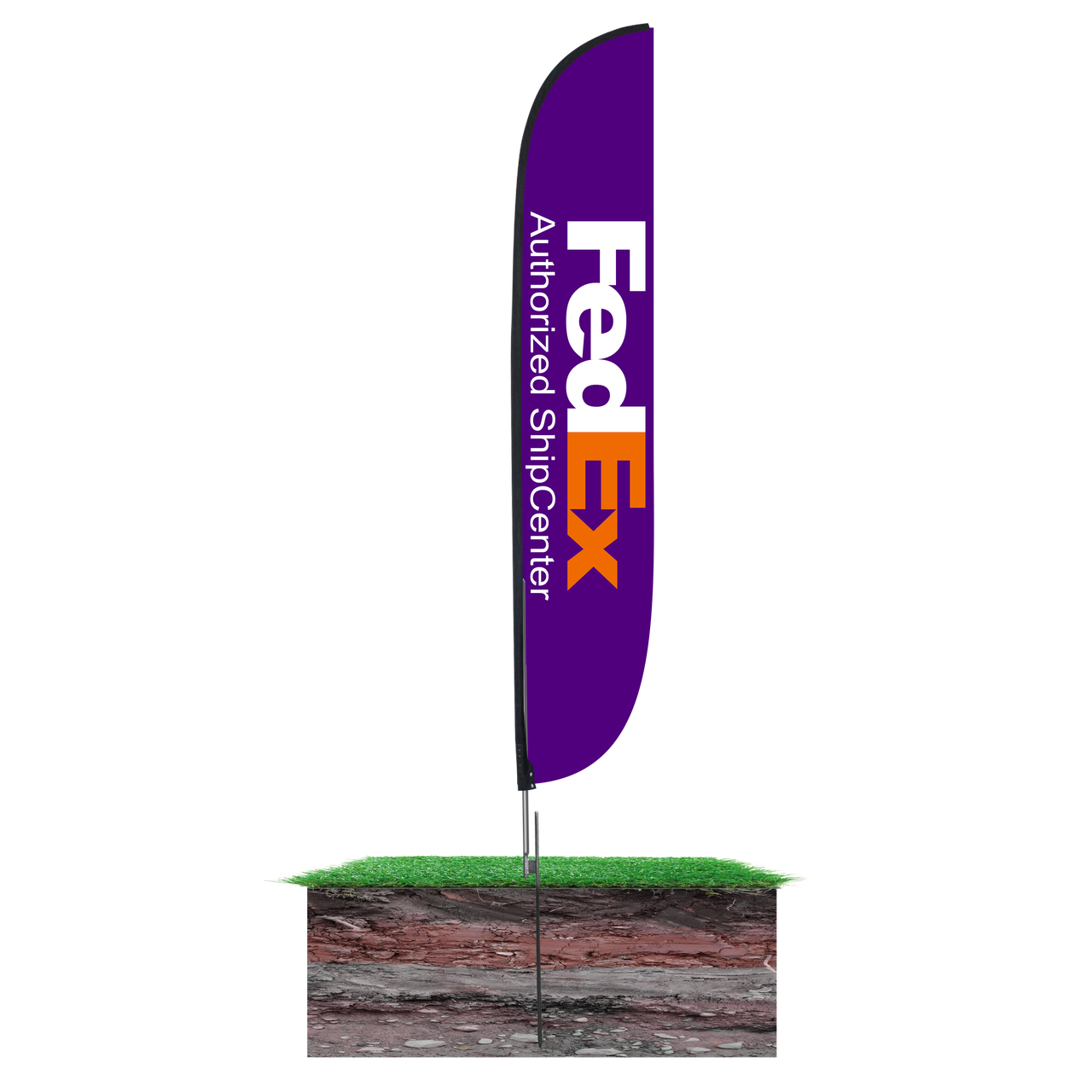 FedEx Authorized Ship Center Feather Flag Purple hardware
