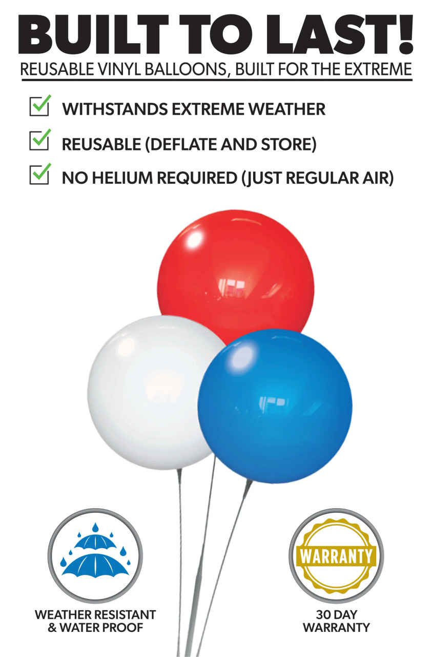 Reusable Vinyl 5 Balloon Cluster Kit With Ground Stake Pole