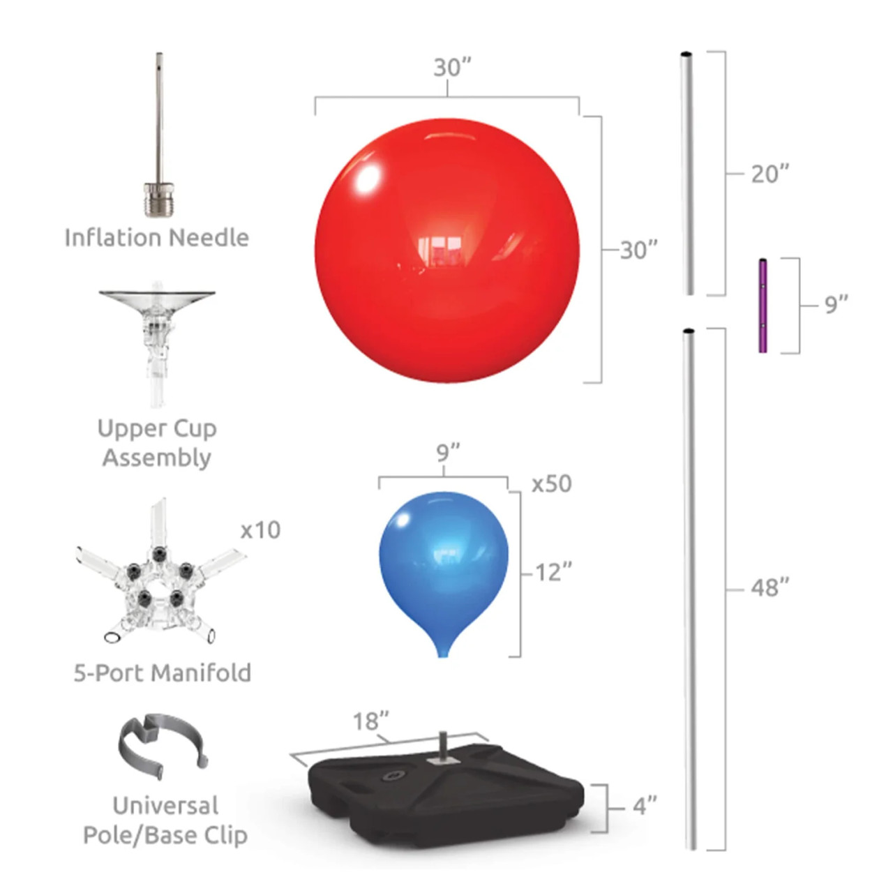 Reusable Indoor Balloon 7ft Tower Cluster Kit