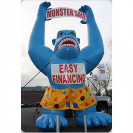 Giant Light Blue Gorilla with Glasses and Shorts