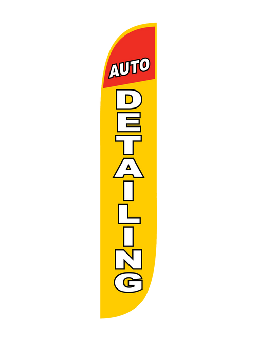 Auto Detailing 12ft Feather Flag Yellow Ready to Ship