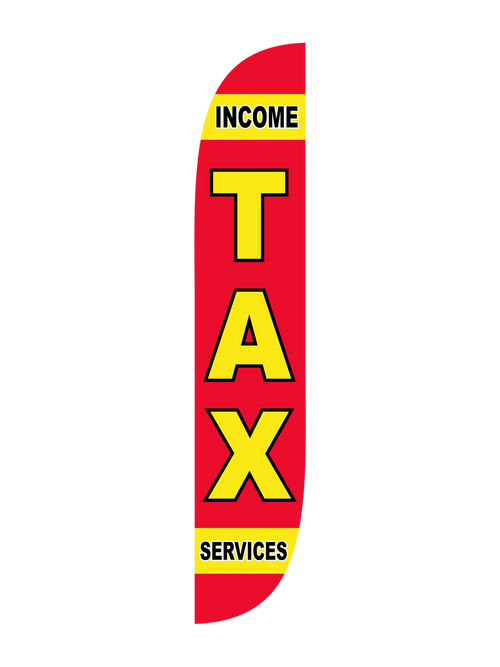 Income Tax Services Feather Flag Red in Stock