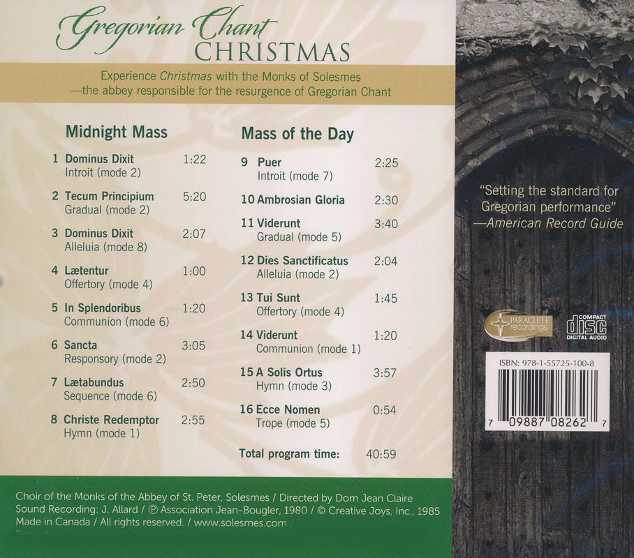 Sisters of Carmel: Gregorian Chant Christmas - Solesmes