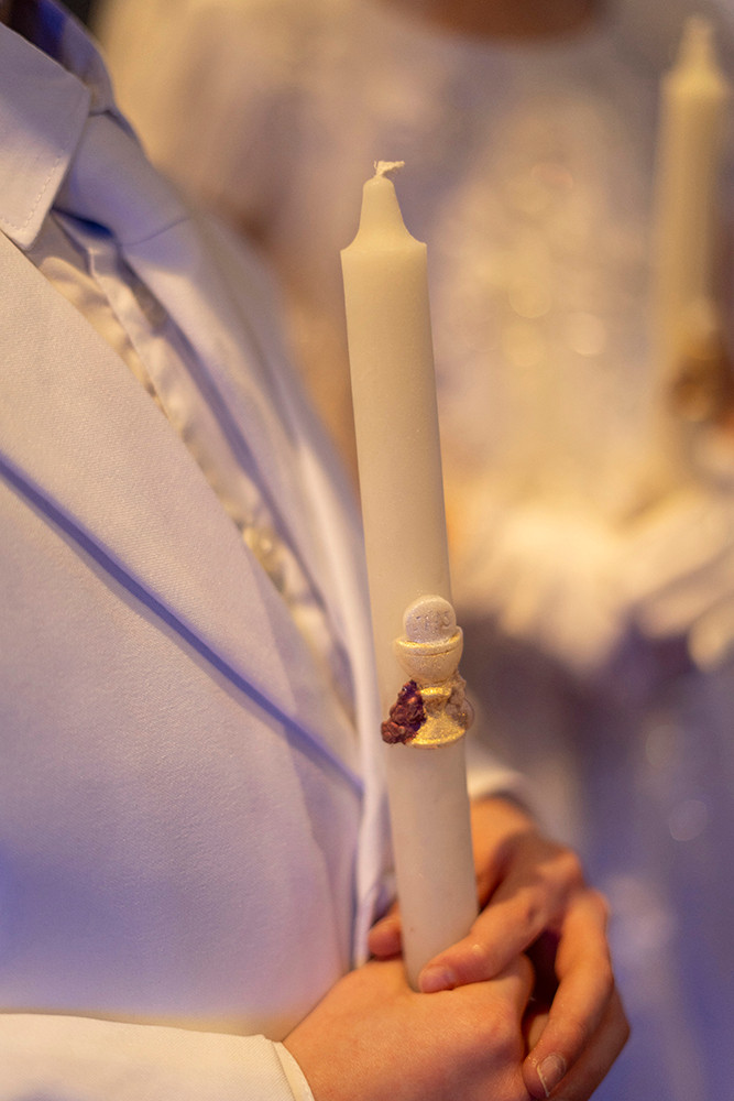 Sisters of Carmel: 100% beeswax first holy communion taper candle