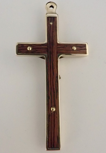 Sisters of Carmel: Brass Rosewood Crucifix with Wood Back