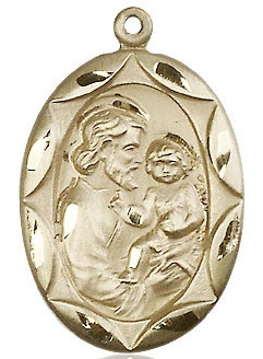 Beveled St. Joseph Medal - 1" - Gold Filled - Sisters of Carmel