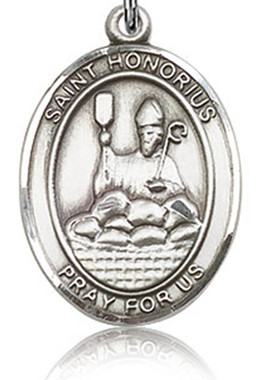 St. Honorius of Amiens - .50" Oval - Sterling Silver Side Medal ...