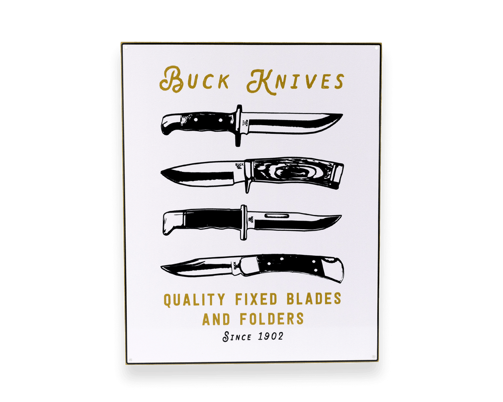 Quality Blades Tin Tacker Sign - Buck® Knives OFFICIAL SITE