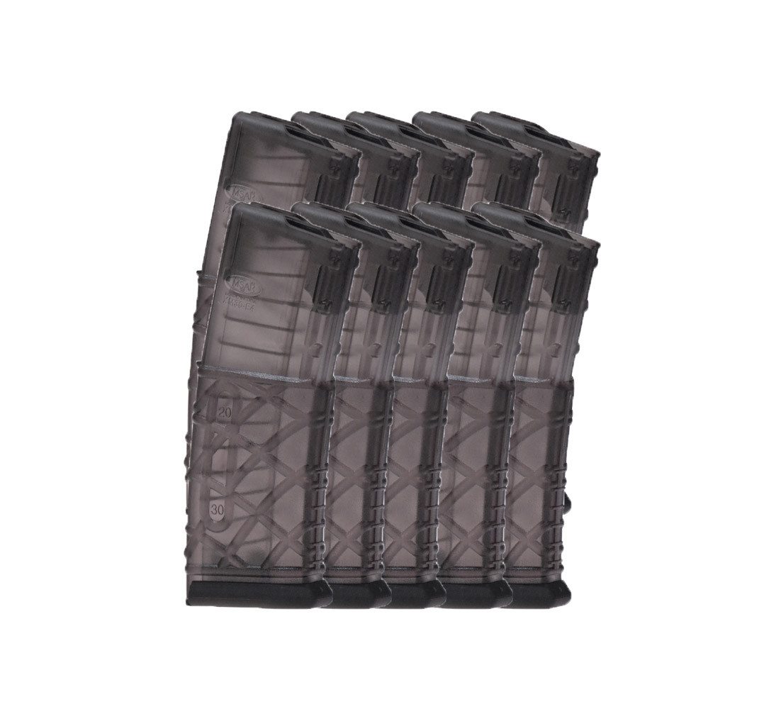 (10) PACK AR-15 MAGAZINE .223 / 5.56 30 ROUND E4 TRANSLUCENT MSAR MAG ...