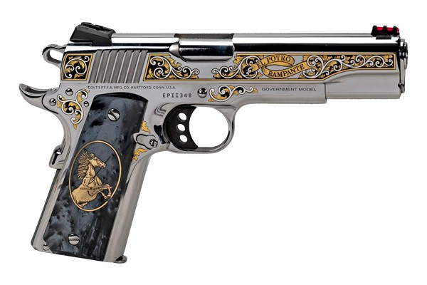 1911 Colt .38 Super - El Potro Rampante - Bright Polished Stainless Steel