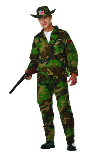 Adult Camo Jungle Commando Costume, Adult Soldier Costumes