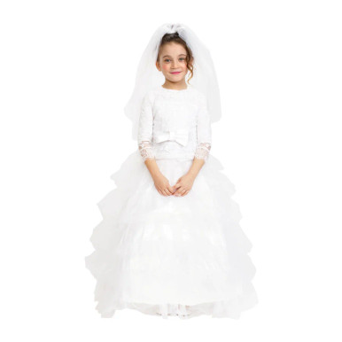 Toddler Bridal Dress Costume with Wedding Veil