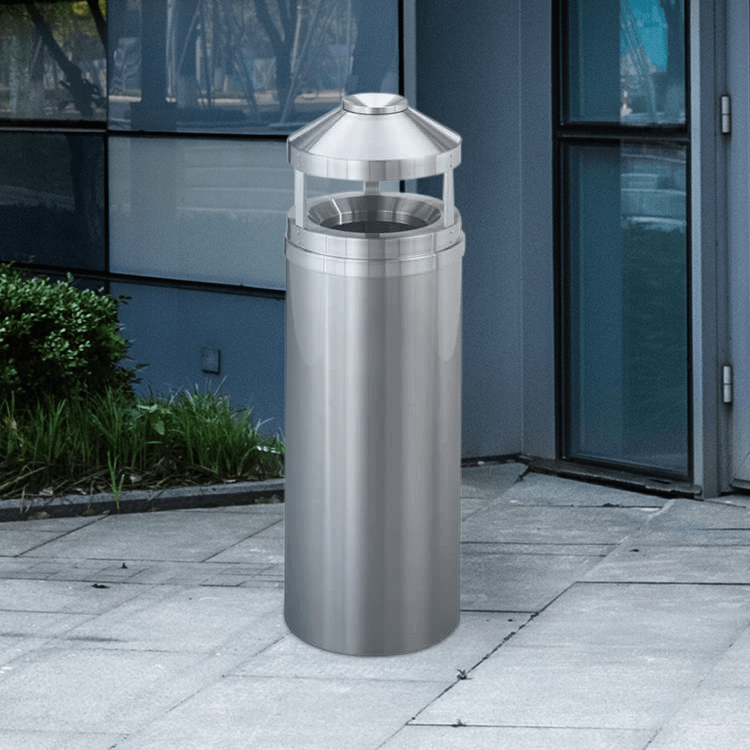 Canopy Top Ash / Trash 12 Gal Waste Receptacle Satin Aluminum