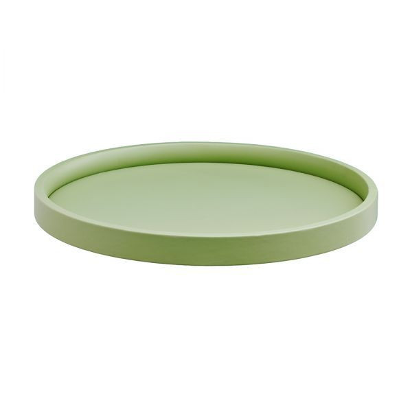 Round Leatherette 14" Tray in Mist Green