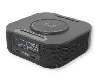iHome Pre-set Clock with Qi Wireless Charging, Bluetooth Speaker
