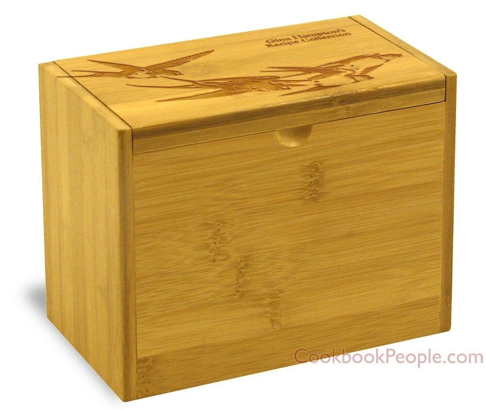 Swallows Personalized Bamboo Recipe Card Box