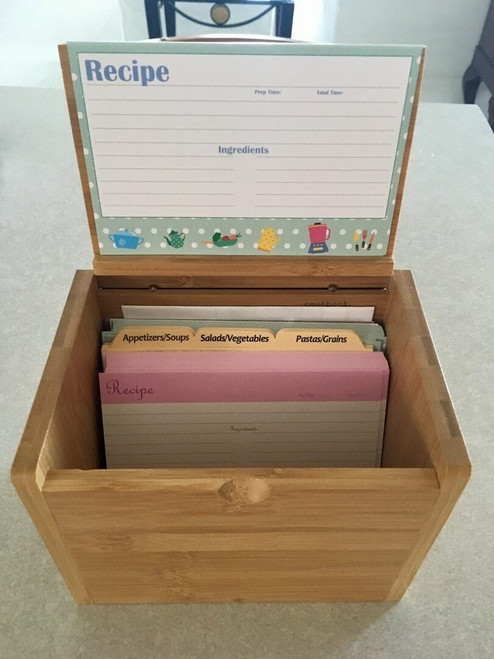 Bliss Style Personalized Bamboo Recipe Box Laser Engraved