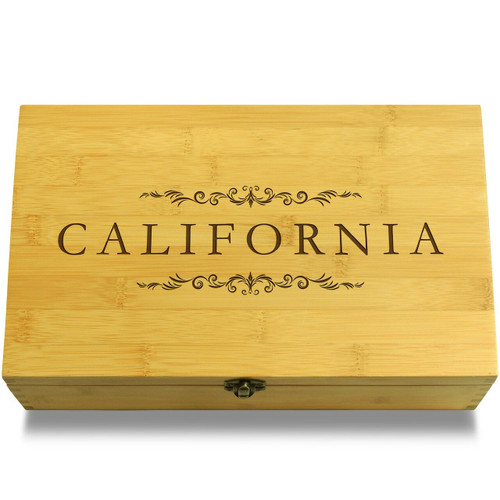 California US State Multikeep Box Adjustable Bamboo Wood Organizer ...