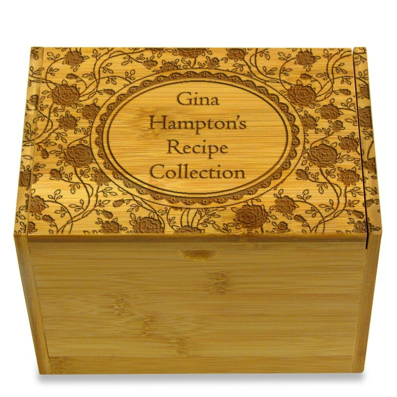 Swallows Personalized Bamboo Recipe Card Box