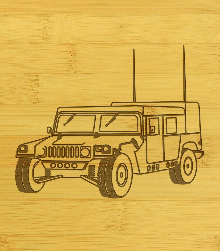 Humvee Army Truck Car Box Adjustable Wood Organizer