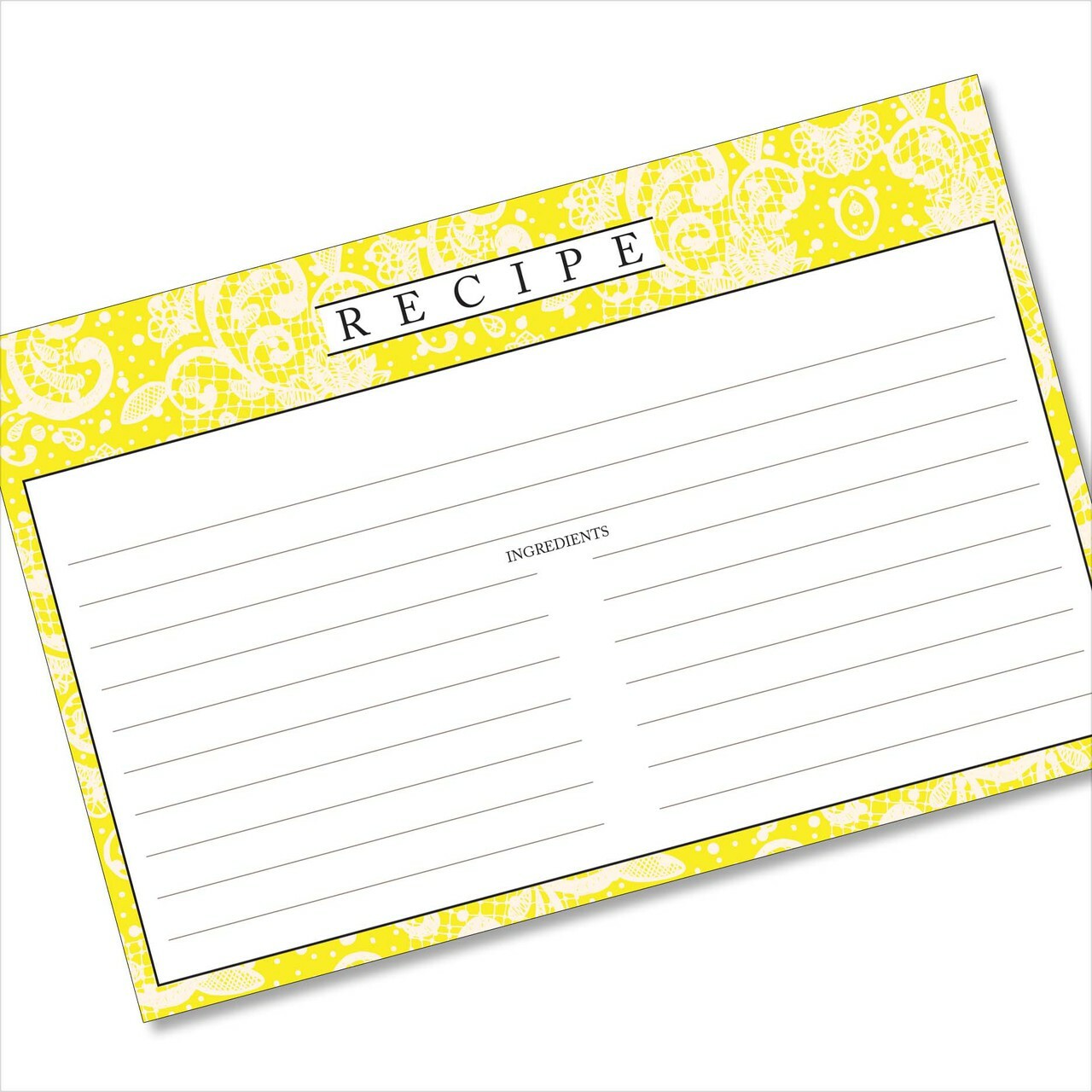 Yellow 4x6 Recipe Cards: Lace Settings Lemon Order Online