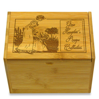 Mother & Daughter Personalized Bamboo Recipe Card Box