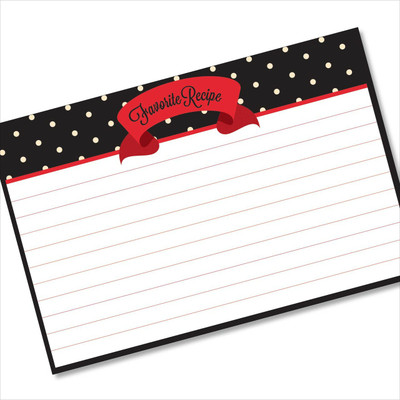 Red Ribbon Black Polka DotStyle Recipe Cards - Made in USA