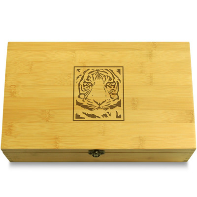 Tiger Pattern Tiger Box Adjustable Bamboo Wood Organizer