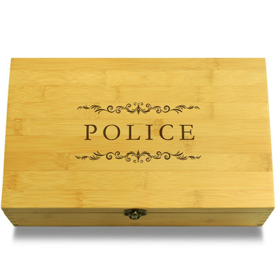 Police Mementos Police Multikeep Box Adjustable Bamboo Wood Organizer ...