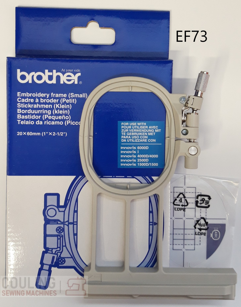 Brother Embroidery Hoop Frame 20mm x 60mm Small - EF73 - Couling Sewing ...