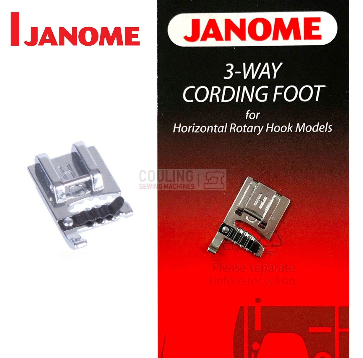 JANOME 3 WAY CORDING FOOT H - 200345006 - CATEGORY B & C - Couling ...