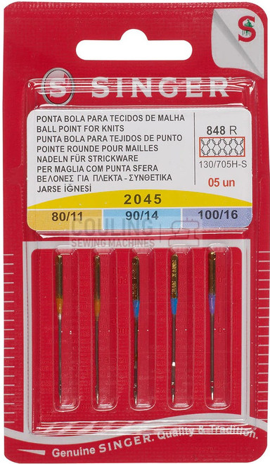 Singer Sewing Machine Needles 2045 5pk Ball Point Mix 80,90,100 ...