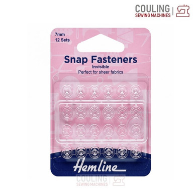 Snap Fasteners: Sew-on: Clear (Plastic): 7mm pack of 12 - Couling ...