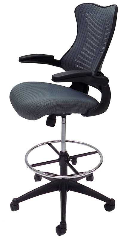 Flip-Up Arm Mesh Drafting Stool - 250-Pound Capacity