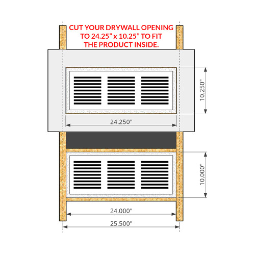 24" x 6" Invisagrille Flush Permanent Cold Air Return Cover
